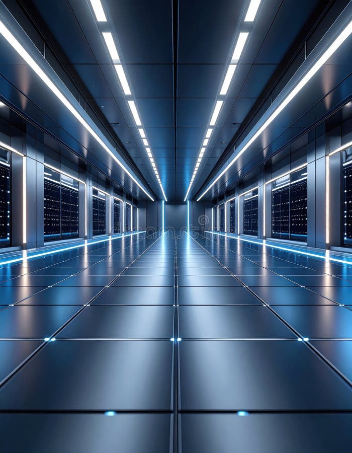 Futuristic Office Building Corridor Showcases Sleek Stock Image - Image ...