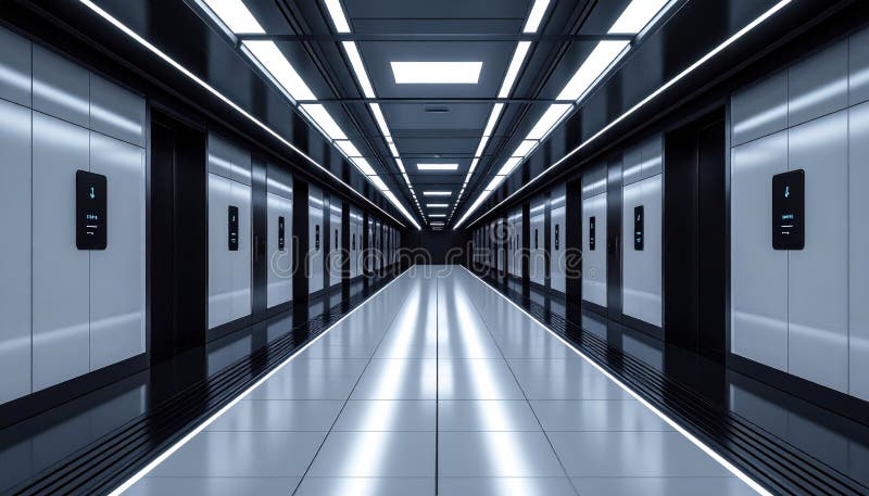 Futuristic Office Building Corridor Showcasing Advanced Stock Image ...