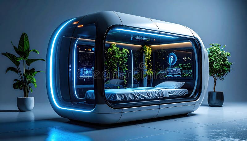 Futuristic Office Building with Innovative Sleeping Stock Image - Image ...