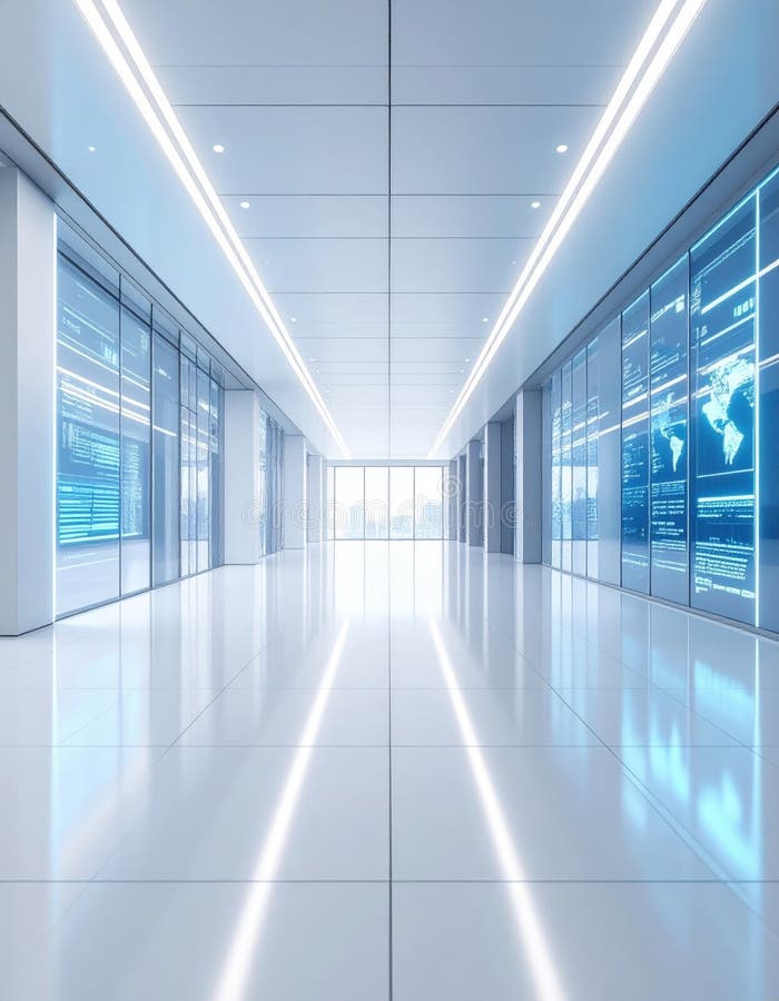 Futuristic Office Building Interior Showcasing Sleek Stock Image ...