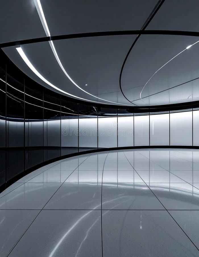 Futuristic Office Building Interior with Sleek Stock Image - Image of ...