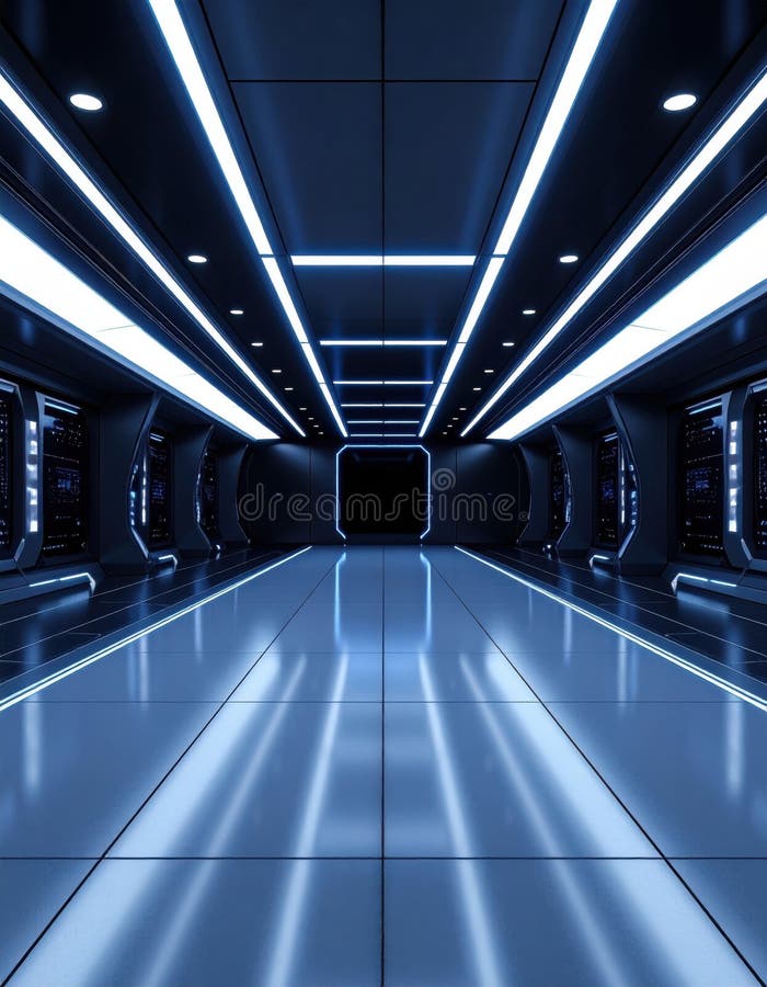 Futuristic Office Building Interior with Sleek Stock Photo - Image of ...