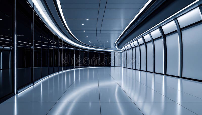 Futuristic Office Building Interior with Sleek Stock Photo - Image of ...