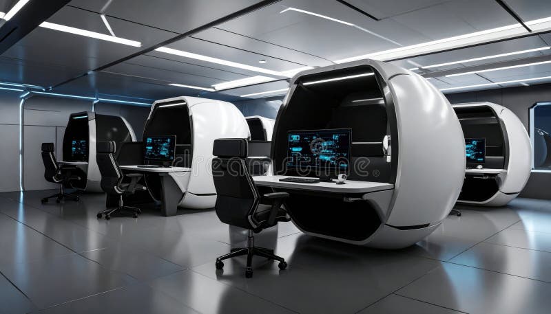 Futuristic Office Design Featuring Custom AI Stock Photo - Image of ...
