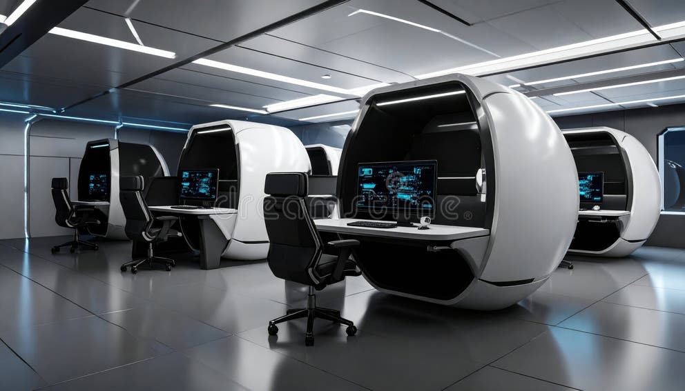 Futuristic Office Design Featuring Custom AI Stock Photo - Image of ...