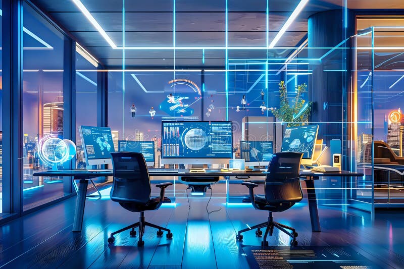 Futuristic Office Design: Modern Workspace with Sleek Glass Partitions ...