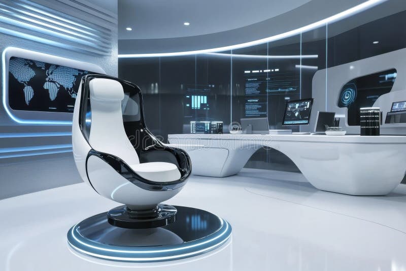 Futuristic Office Design Showcasing Advanced Technology and Sleek ...