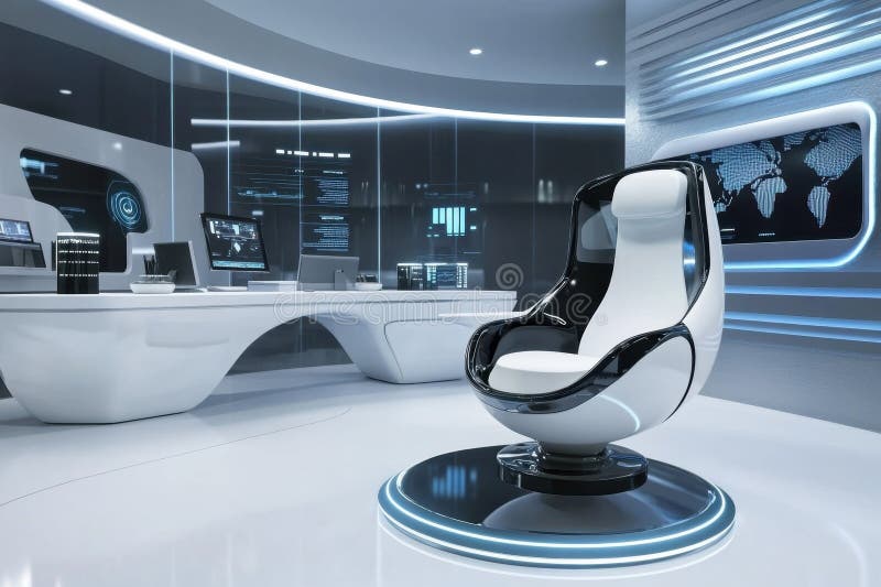 Futuristic Office Design Showcasing Advanced Technology and Sleek ...