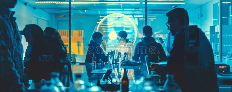 Futuristic Office with Diverse Team Working on Advanced Technology ...