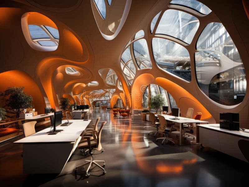 Futuristic Office Fostering Interactions and Creativity Stock ...