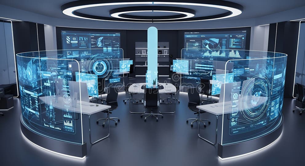 Futuristic Office: Immersive Holographic Data Visualization in a Modern ...