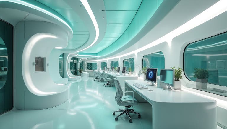 Futuristic Office Interior Design. Innovative Workspace with Advanced ...