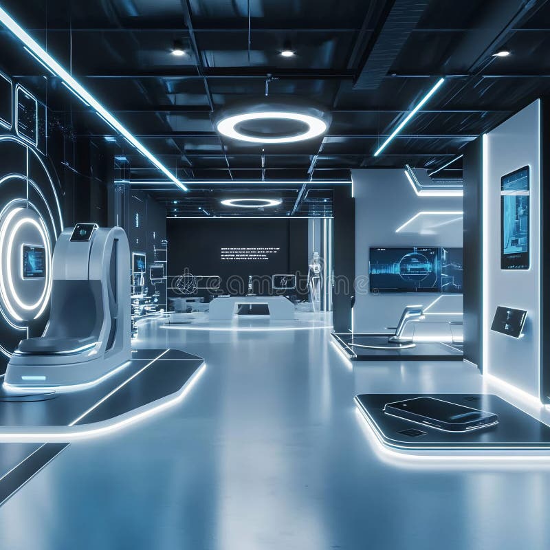 Futuristic Office Interior Featuring Sleek Design Elements with Smooth ...