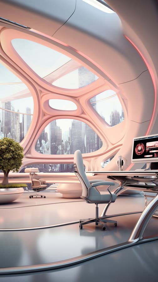 Futuristic Office Interior. Generative Ai Stock Photo - Image of ...