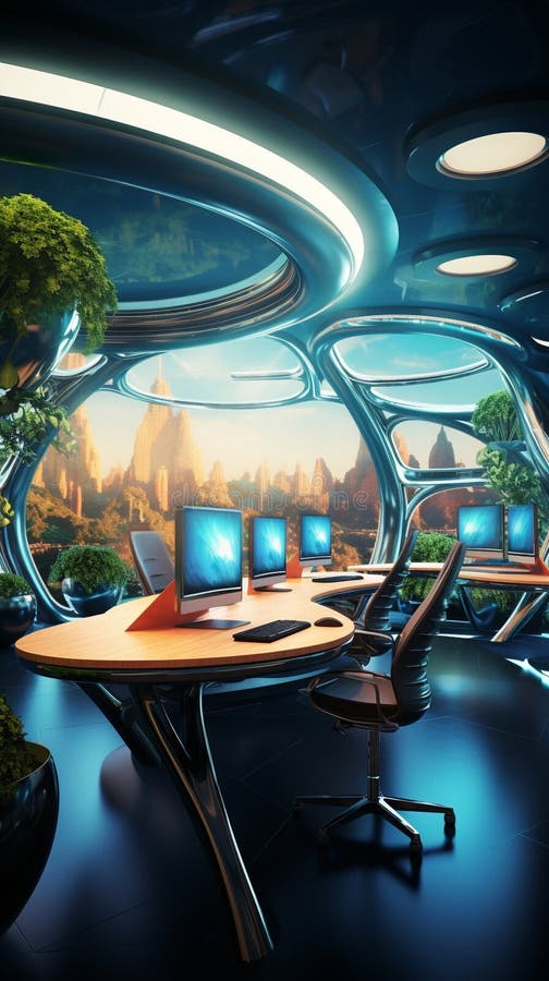 Futuristic Office Interior. Generative Ai Stock Image - Image of ...