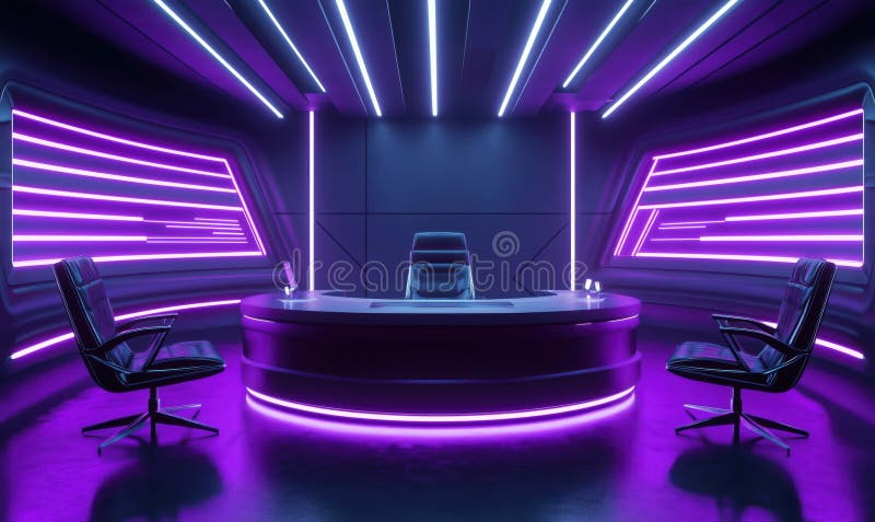Futuristic Office Interior Neon Lighting Sleek Design Elements Stock ...
