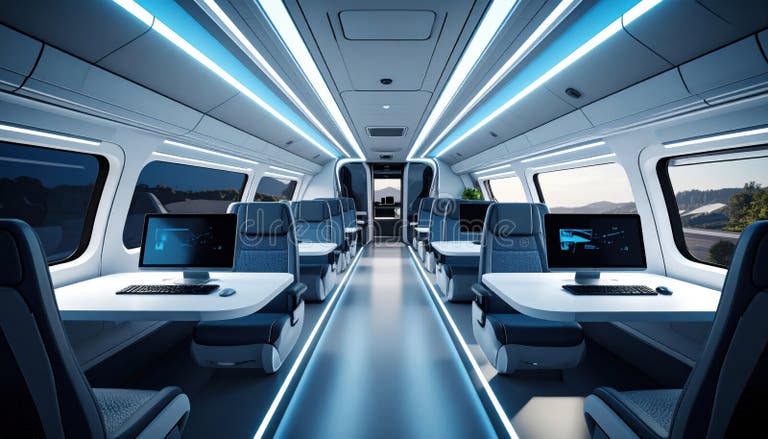 Futuristic Office Interior with Sleek Design Stock Photo - Image of ...