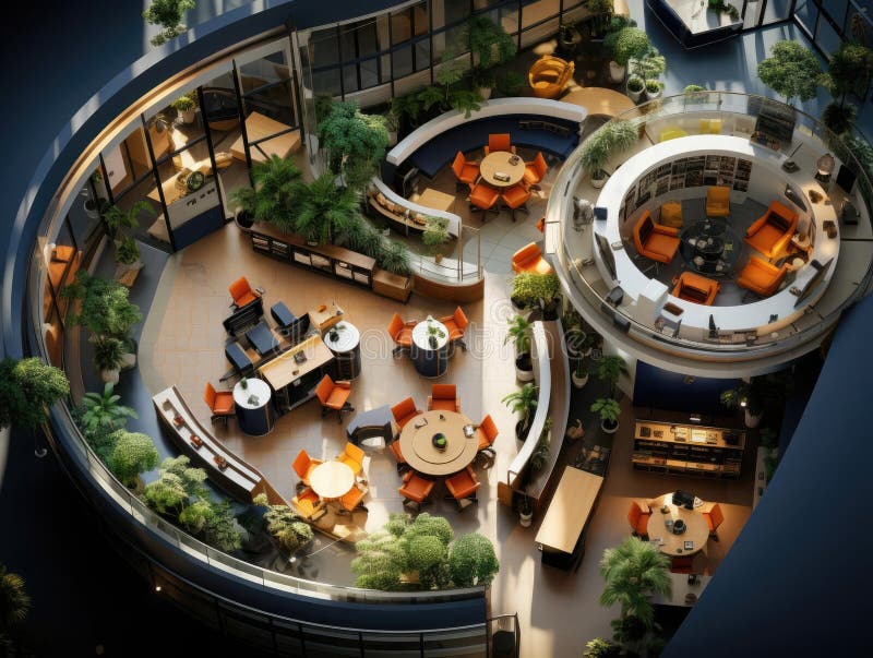 Futuristic Office Layout with Adaptable Dynamic Spaces Stock ...