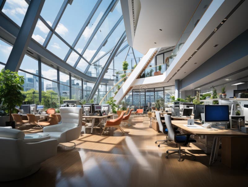 Futuristic Office with Modular Designs and Fluid Ergonomics Stock ...