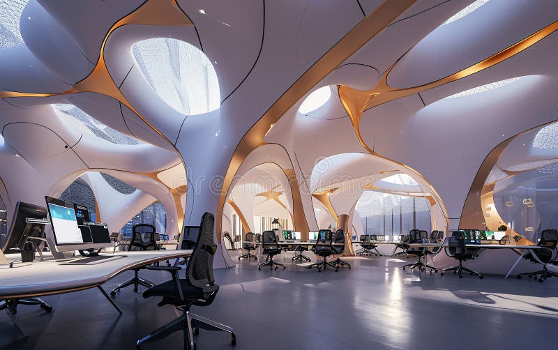 Futuristic Office with Organic Architecture Stock Image - Image of ...