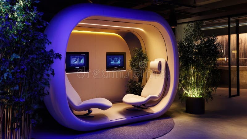 Futuristic Office Pod a Creative Relaxing Workspace with Comfortable ...