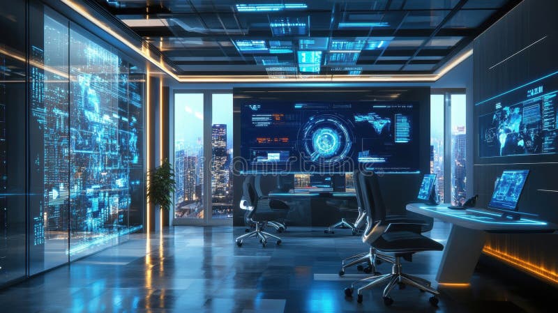 Futuristic Office Powered by Smart Technology Solutions Stock ...
