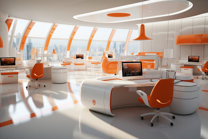 Futuristic Office Space Design. Advanced Technologies, Interactive ...