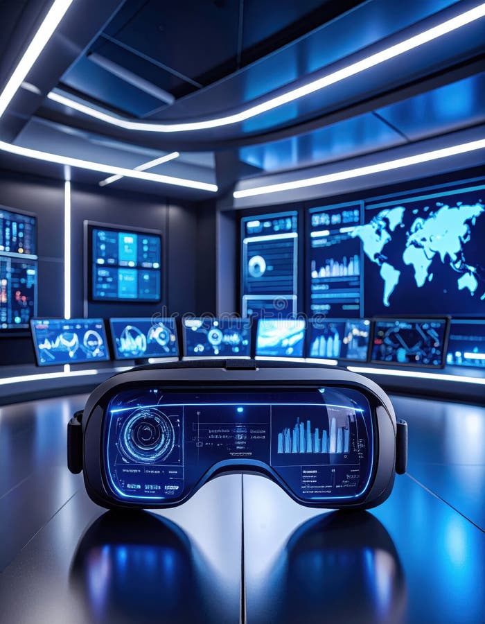 Futuristic Office Space Showcasing Advanced AI Stock Image - Image of ...
