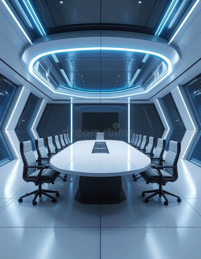 Futuristic Office Space with Sleek Design Stock Photo - Image of design ...