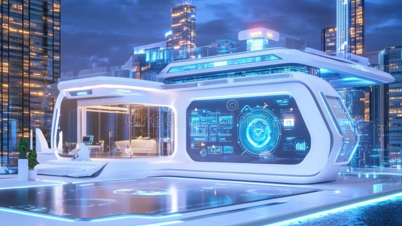 Futuristic Office Space with Sleek Design and High-tech Features in a ...