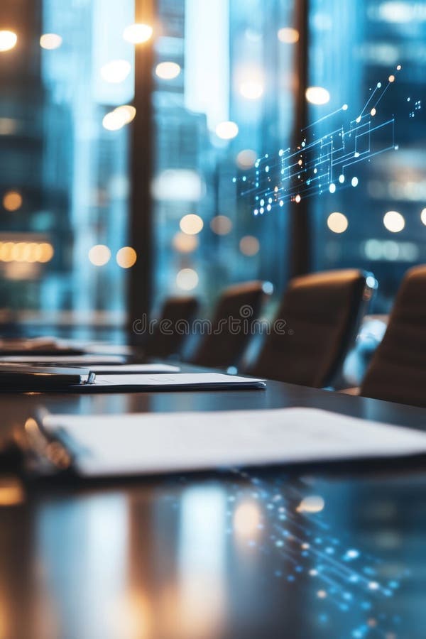 Futuristic Office Tech: Digital Interface Enhances Modern Conference ...