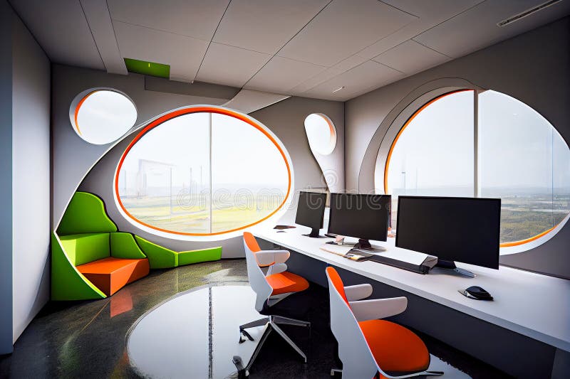 Futuristic Office in White Colors. Generative AI, Generative, AI Stock ...