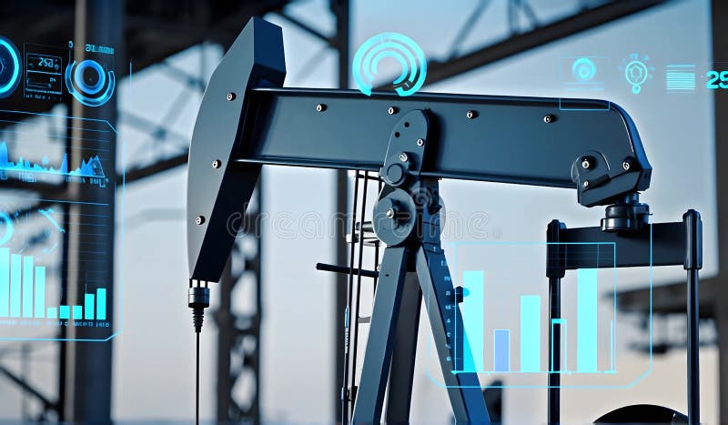 Futuristic Oil Pump Jack Control Room with Advanced Data Visualization Stock Video - Video of ...