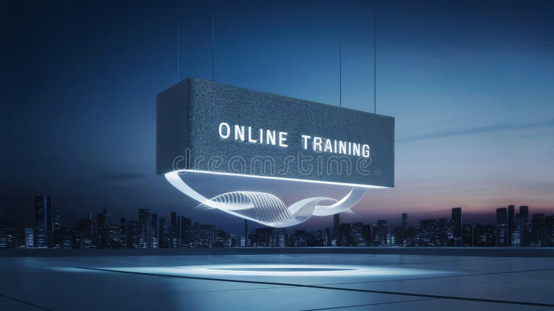 Futuristic Online Training Sign, Modern Cityscape High Quality Image ...