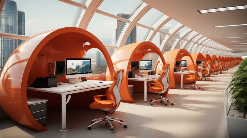 Futuristic Open Style Cubicles Office Ai Generated Background Image ...