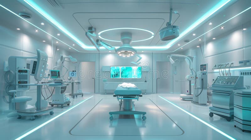 Futuristic Operating Room with Advanced Surgical Equipment and Ambient ...