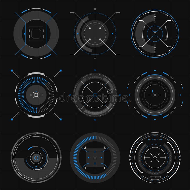 Futuristic Optical Aim, HUD Compass, Collimator Sight, Targets Focus ...