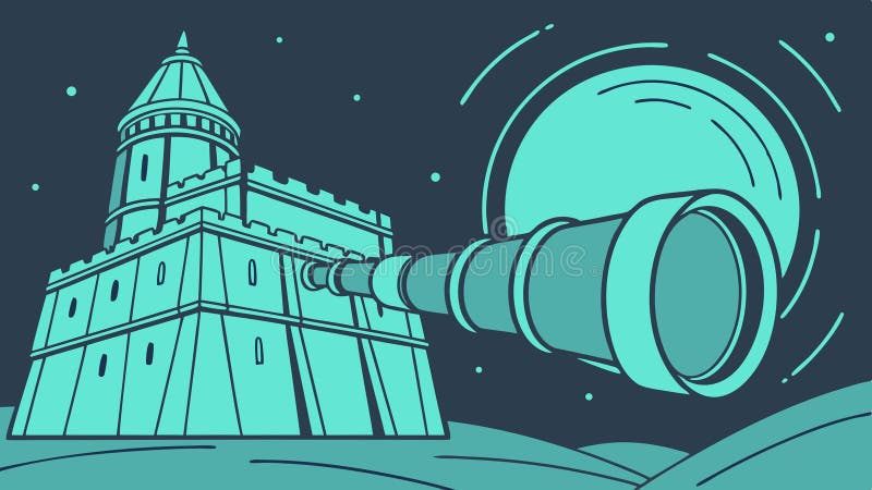 Futuristic Optical Device and Fortress. Sci-fi Flat Vector Concept ...