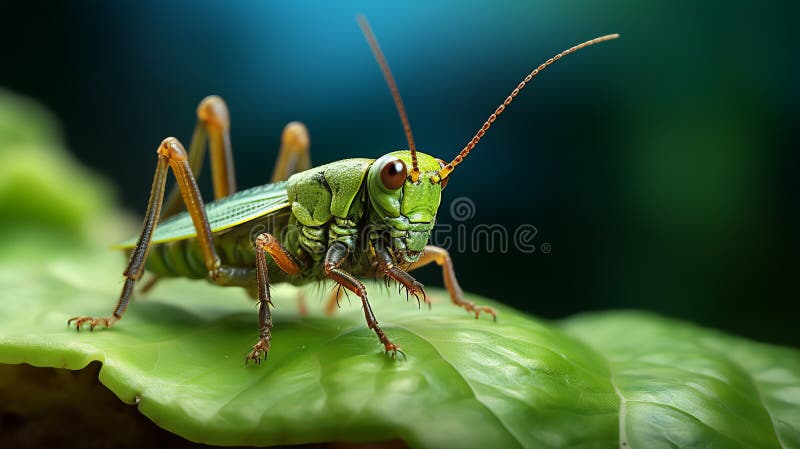 Futuristic Optics: Vibrant Grasshopper on Leaf with Intel Core and Rtx ...