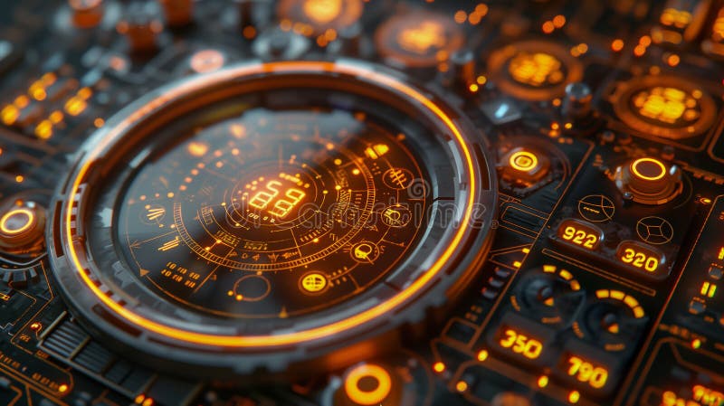 Futuristic Orange and Black Digital Control Interface Stock ...