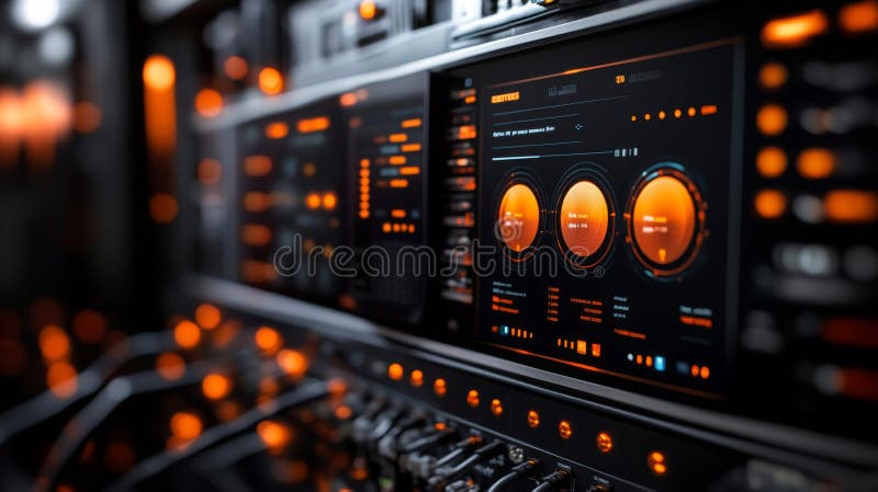 Futuristic Orange and Black Digital Control Panel Interface Stock ...
