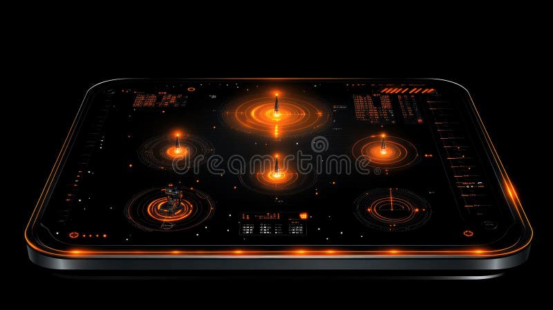 Futuristic Orange Black Digital Interface Control Panel Sci Fi HUD ...