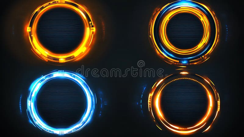 Futuristic Orange and Blue Circular Technology Frames Stock Image ...