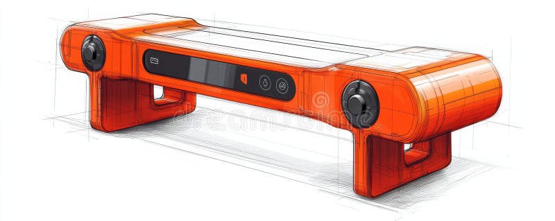 Futuristic Orange Device Designed with High-detail Technical ...