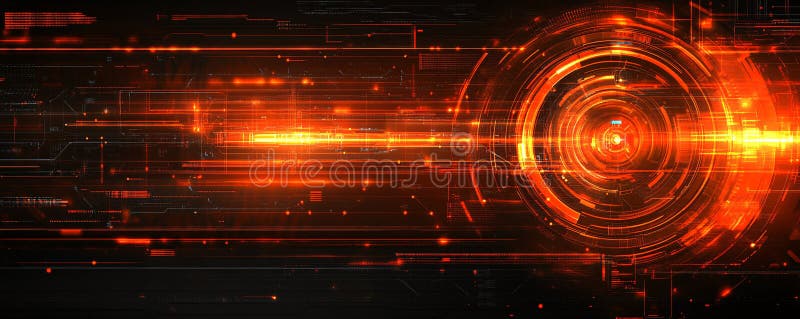 Futuristic Orange Glowing HUD Interface Background Stock Illustration ...
