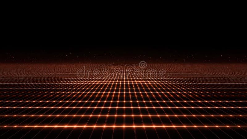 Orange Grid Digital Horizon. AI Generated Stock Illustration ...
