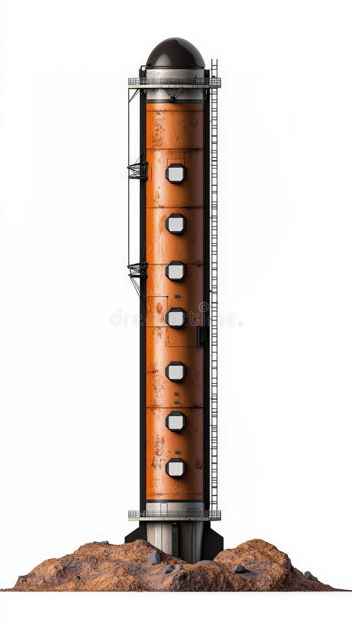 Futuristic Orange Rocket Standing on a Rocky Surface Symbolizing Space ...