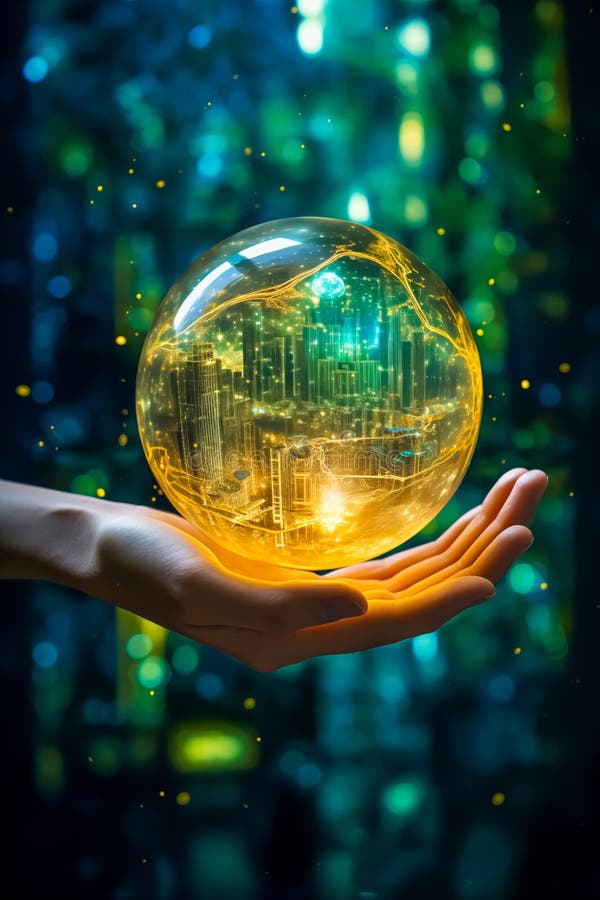 A Futuristic Orb Held in Hand Symbolizing Innovation and Digital ...