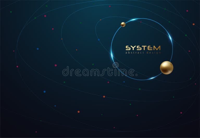 Futuristic Orbit Line and Color Dots Business Tech Dark Blue Background ...
