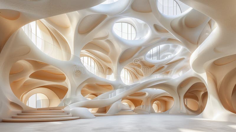 Futuristic Organic Architecture with Curved Arches and Open Spaces ...